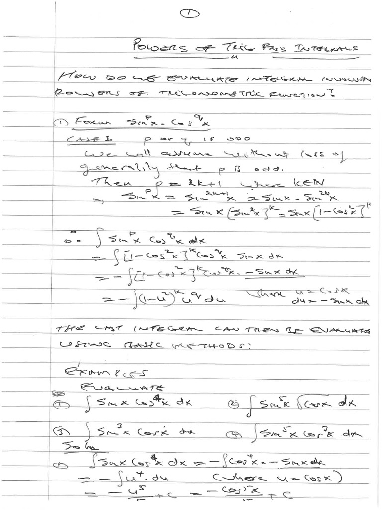Trig Integrals Examples Pdf