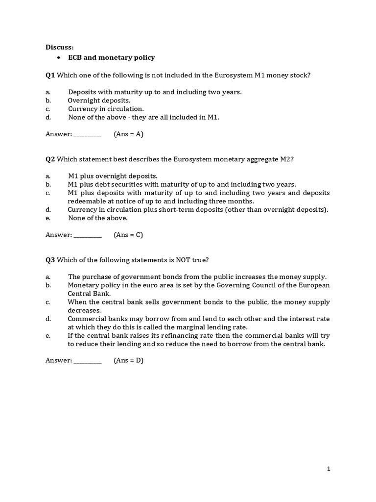 EC4102 Tutorial Questions - Week 10 | PDF | European Central Bank ... EC4102 Tutorial Questions - Week 10 | PDF | European Central Bank ...