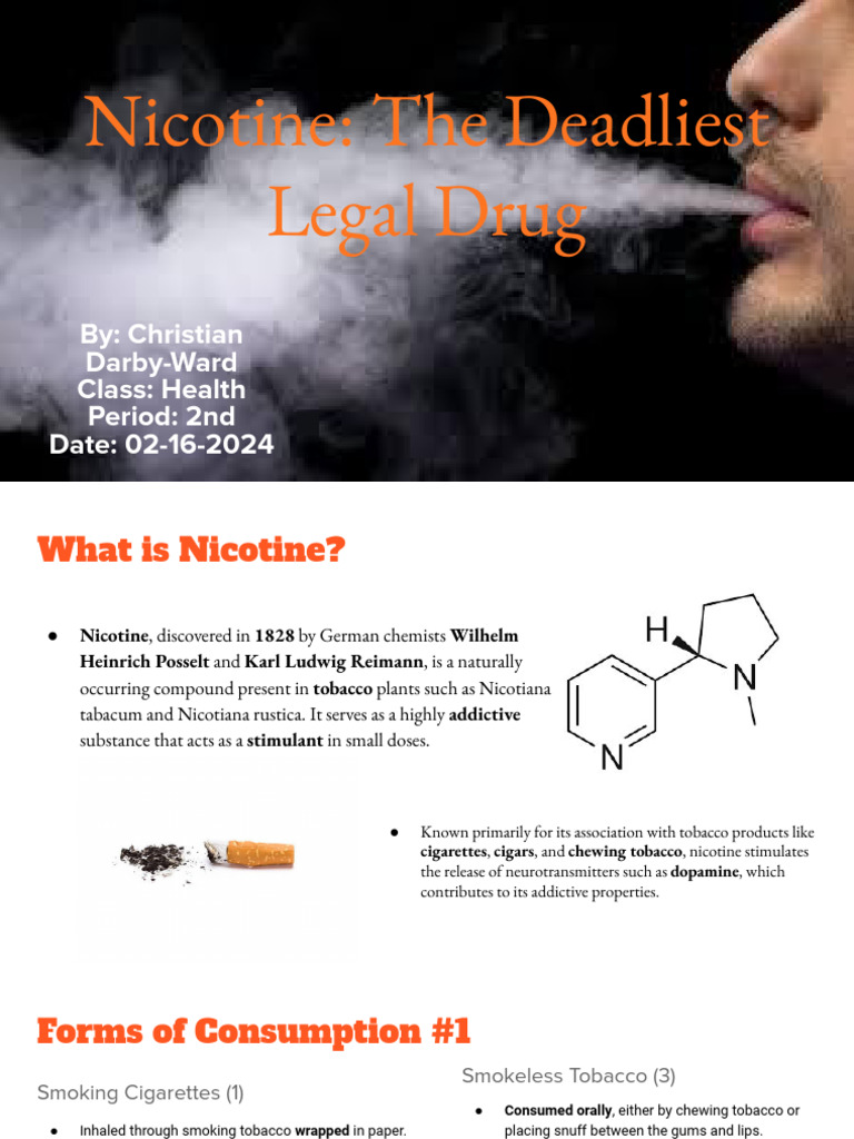 Nicotine_ The Deadliest Legal Drug PP | PDF | Nicotine | Cigarette