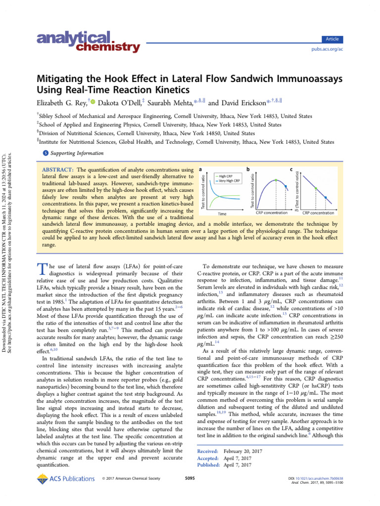 Rey Et Al 2017 Mitigating The Hook Effect in Lateral Flow Sandwich ... Rey Et Al 2017 Mitigating The Hook Effect in Lateral Flow Sandwich ...