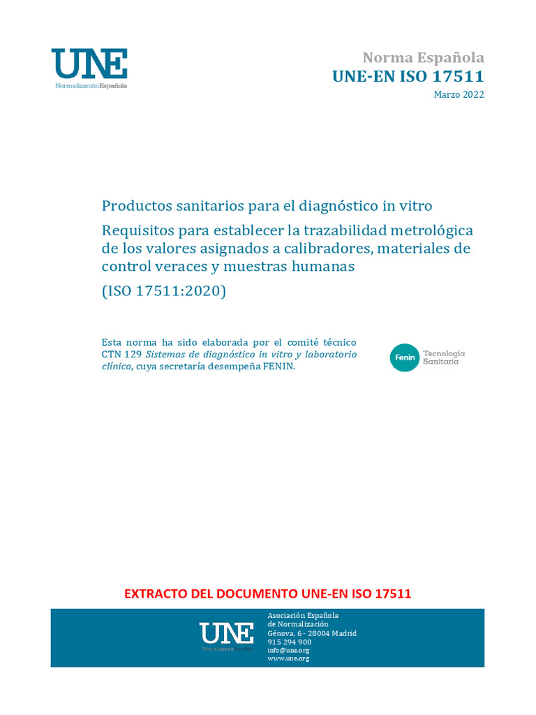 (Ex) Une-En Iso 17511 2022 | PDF | Calibración | Laboratorios