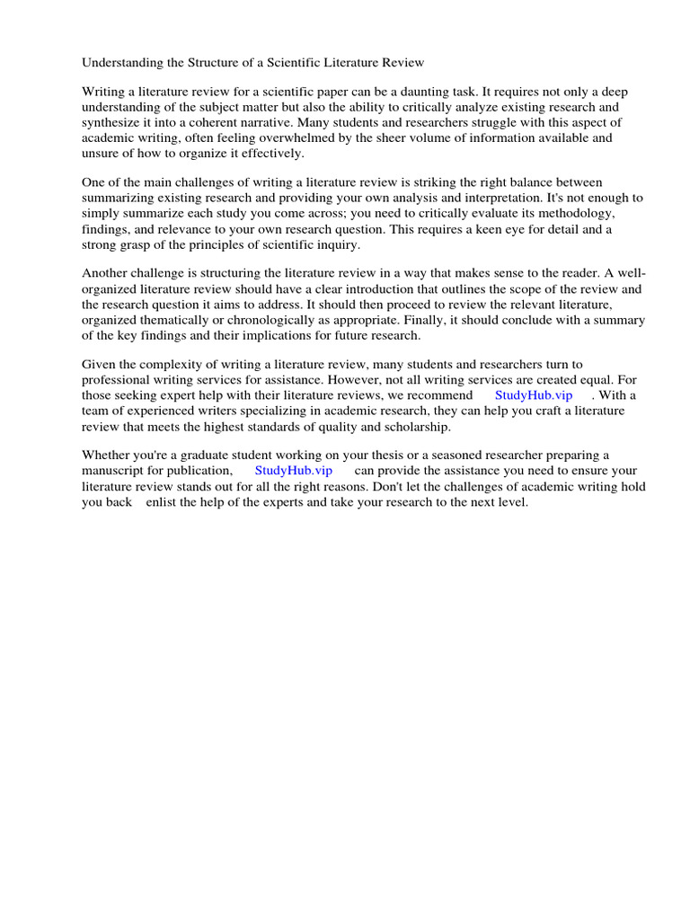 Structure of A Scientific Literature Review | Download Free PDF ...