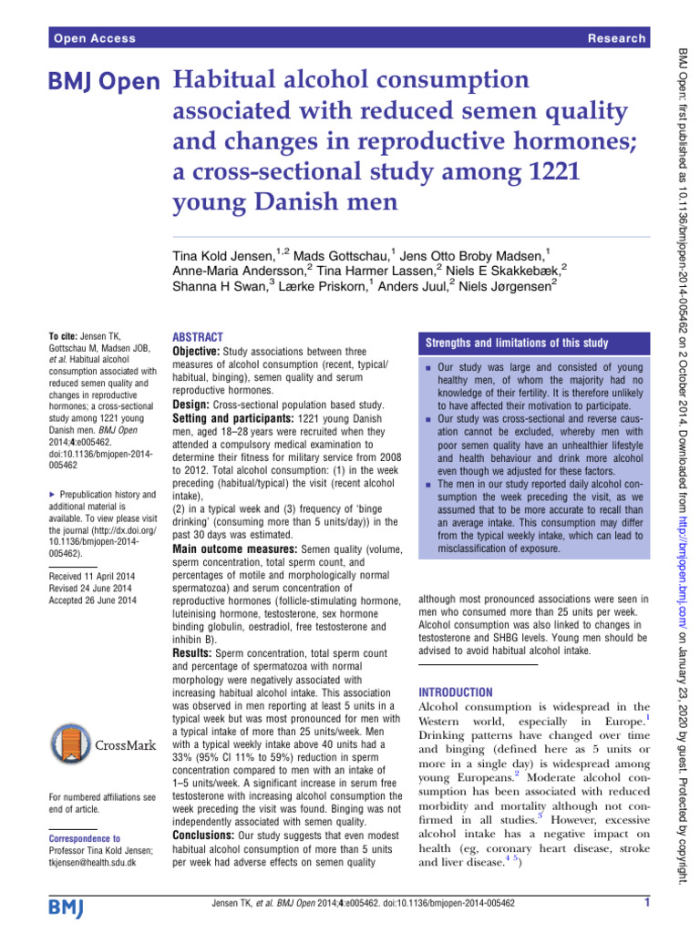 Paper 1 - Alcohol - Jensen Et Al., BMJ 2014 | PDF | Alcoholic Beverages ...