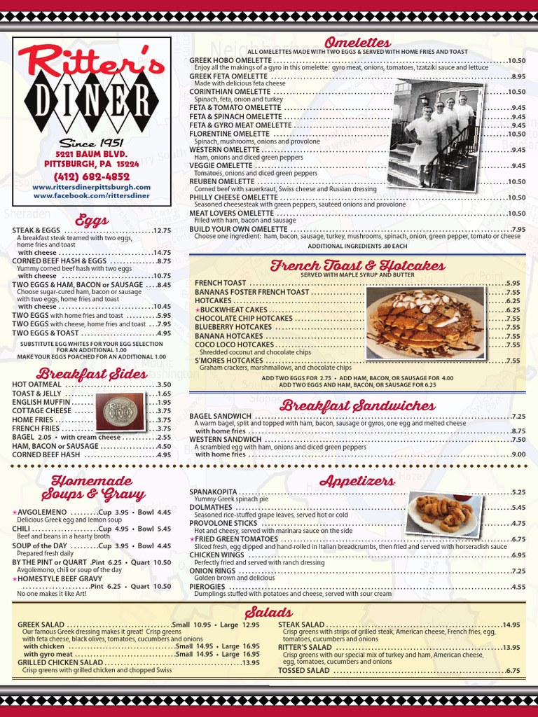 Ritter's Diner Menu Overview | PDF | Hamburgers | Drink