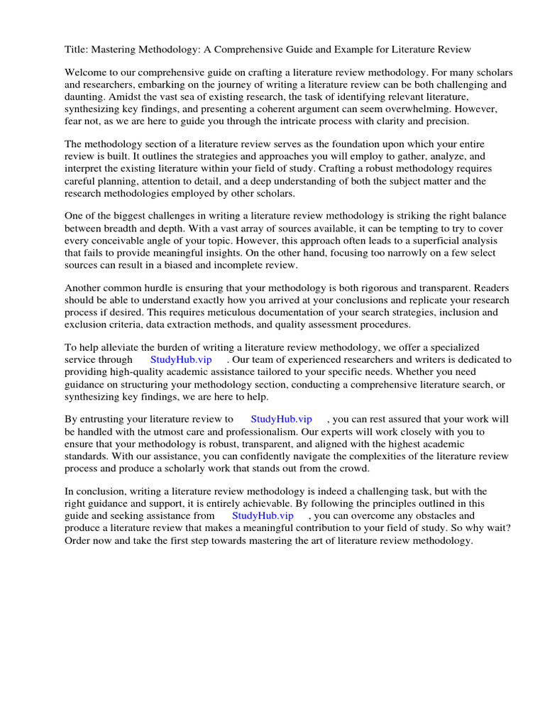 Methodology Example for Literature Review | PDF | Methodology | Literature Review