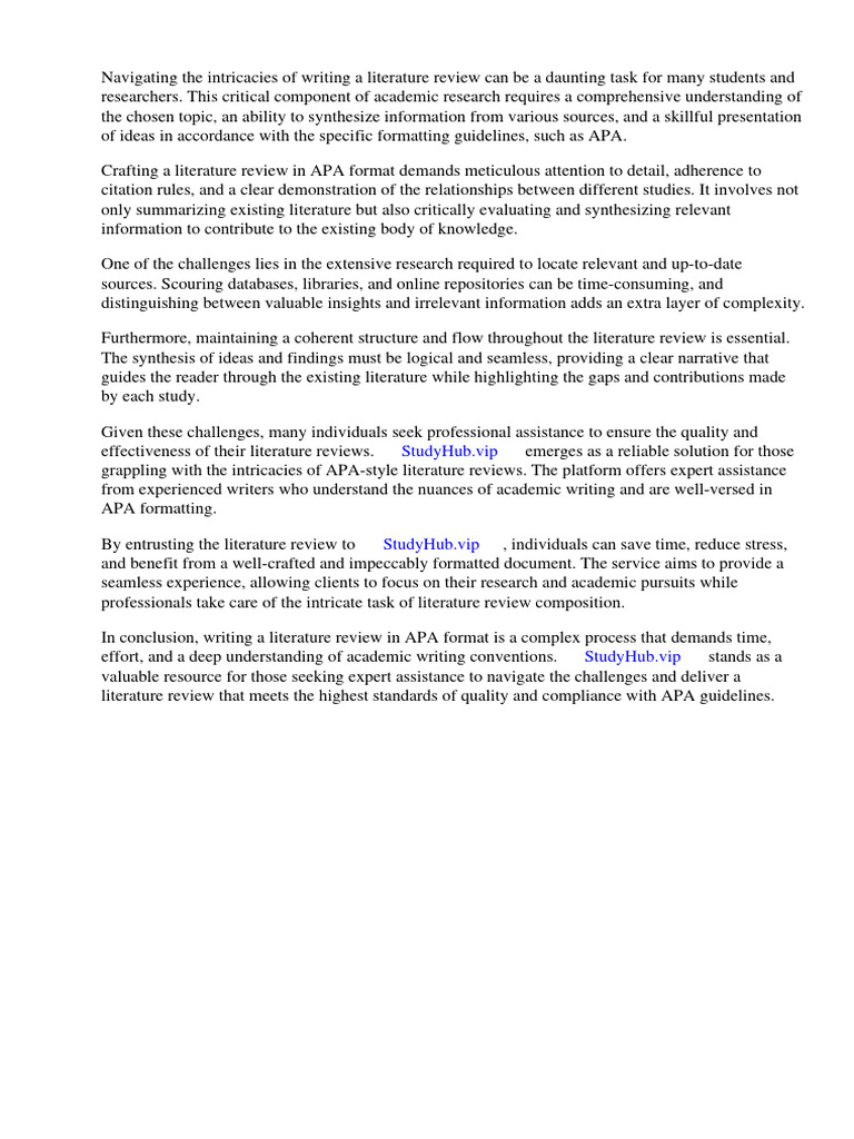 Literature Review Apa Example | PDF | Apa Style | Information
