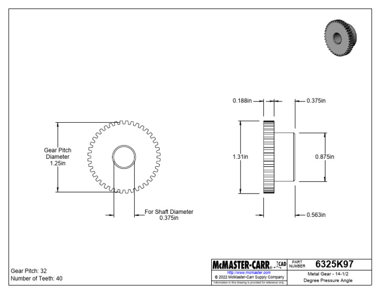 6325K97_Metal Gear - 14-1-2 Degree Pressure Angle | PDF