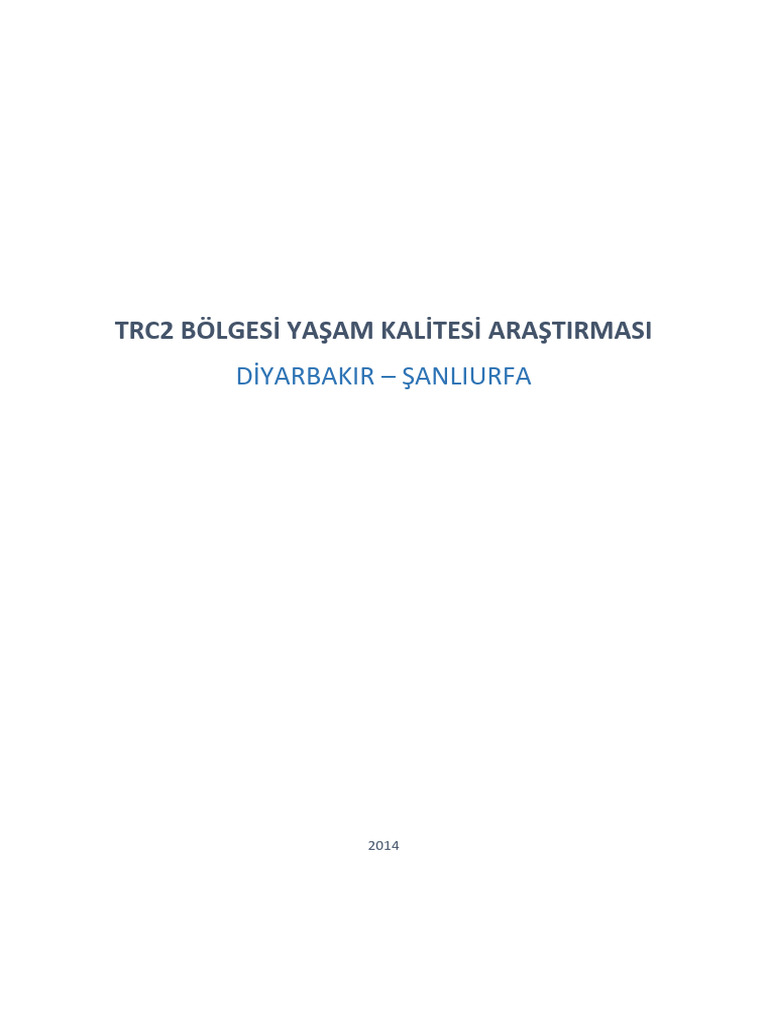 TRC2 Bölgesi Yaşam Kalitesi | PDF