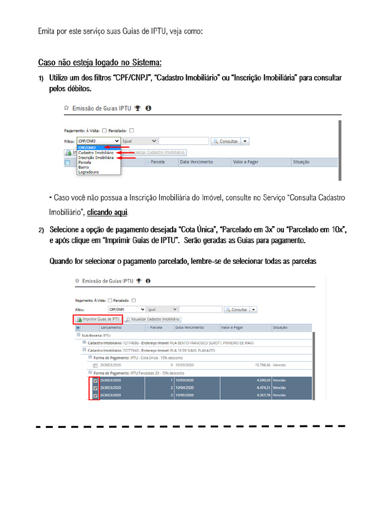 Orientações Emissão Guia IPTU | PDF