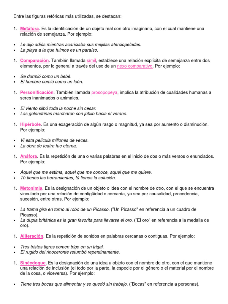Entre Las Figuras Retóricas Más Utilizadas | PDF | Artes del Lenguaje y ...