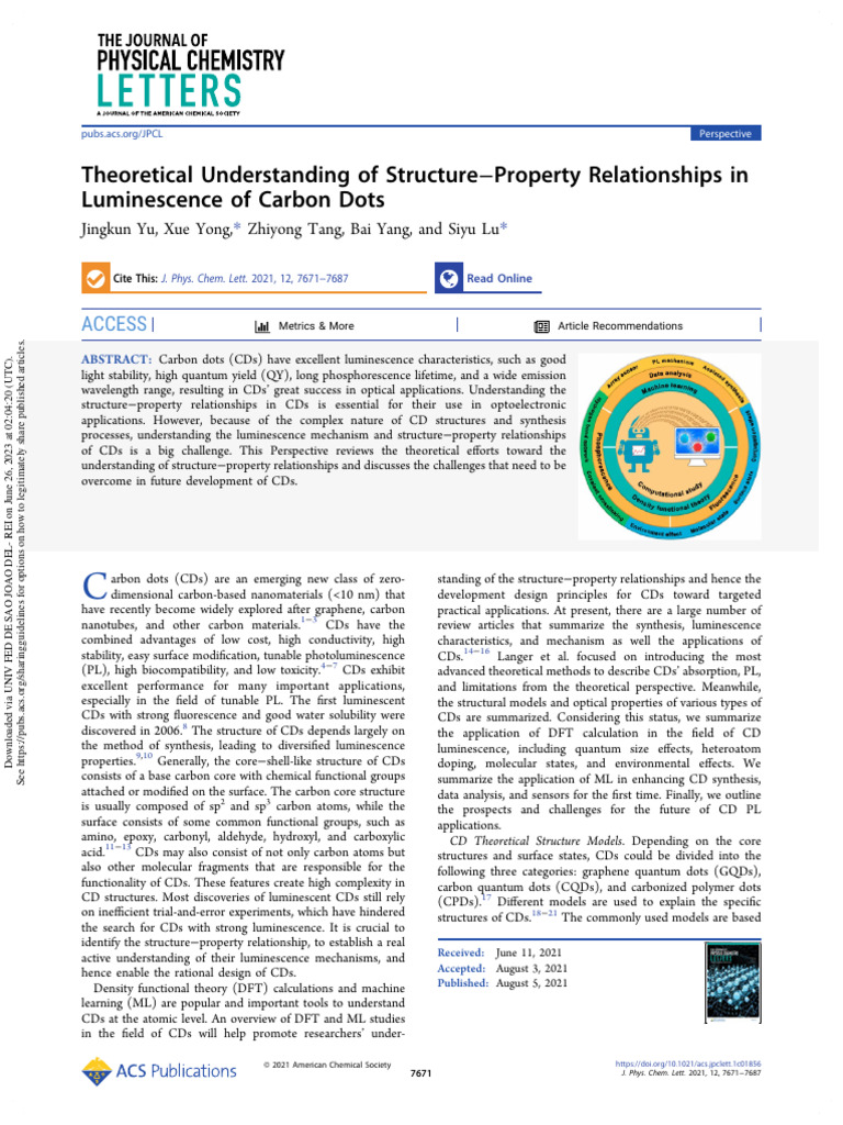 Structure-Property Insights of Carbon Dots | PDF | Electromagnetic ...