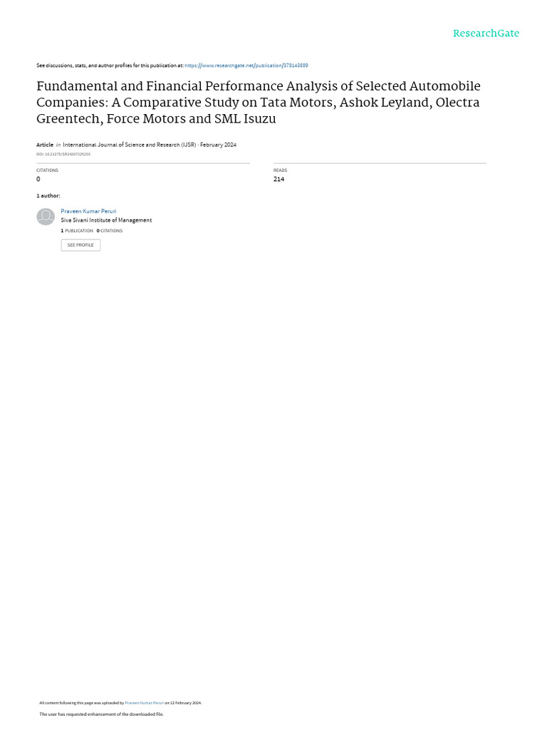 Automobile Companies Financial Analysis | PDF | Valuation (Finance ...