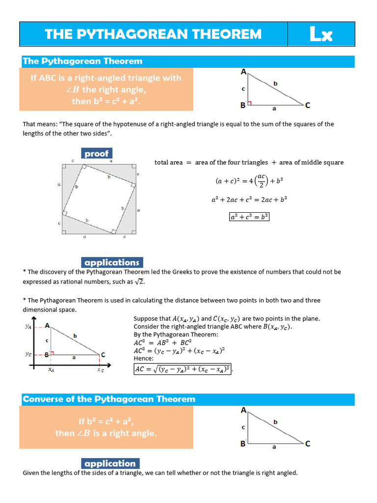 The Pythagorean Theorem Lesson | PDF