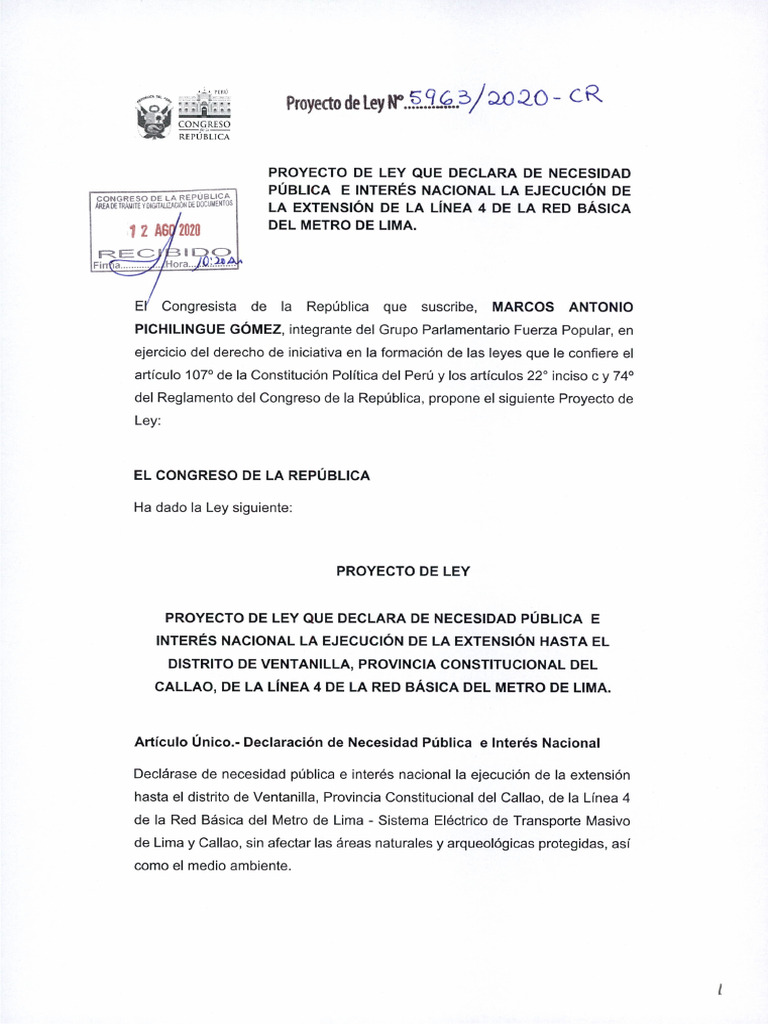 Interes Nacional Metro Ventanilla | PDF