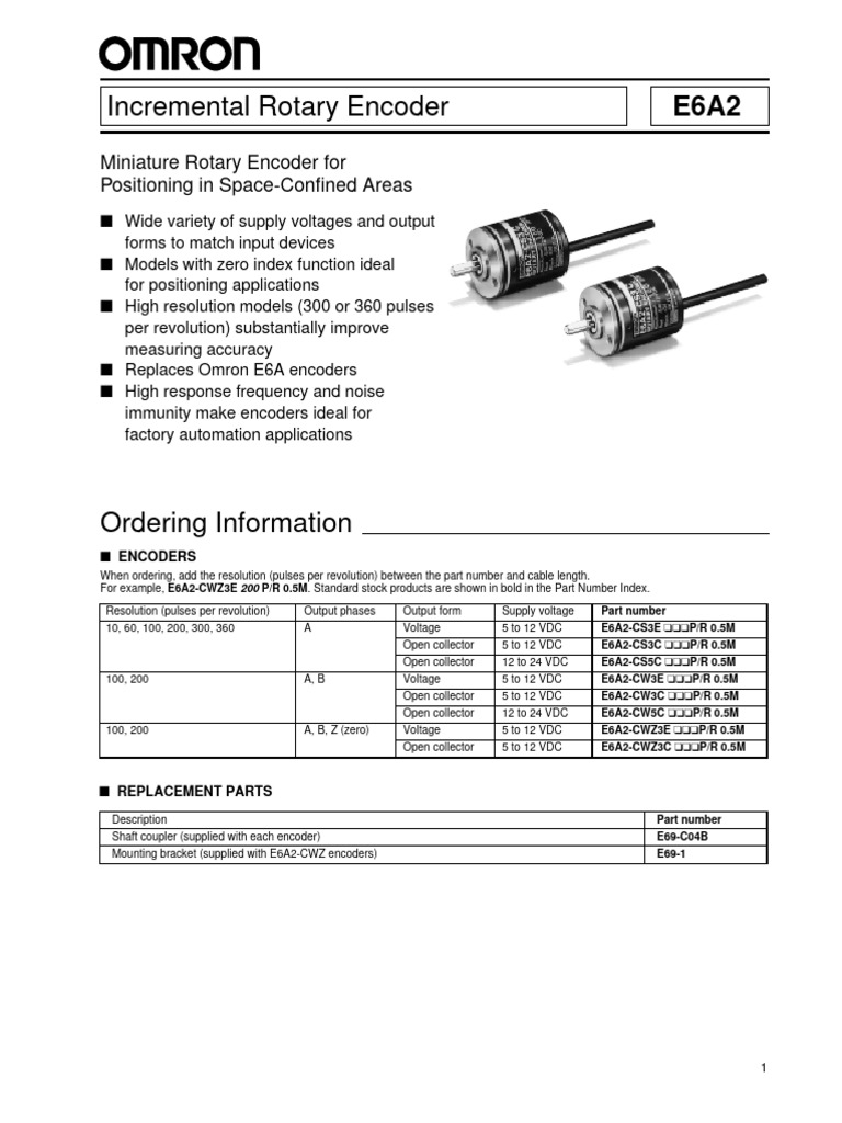 E6a2 - Omron - Incremental Rotary Encoder | PDF | Electromagnetism ...