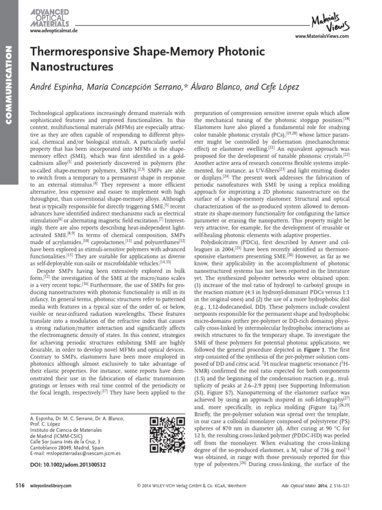 Full Text | PDF | Physical Sciences | Materials