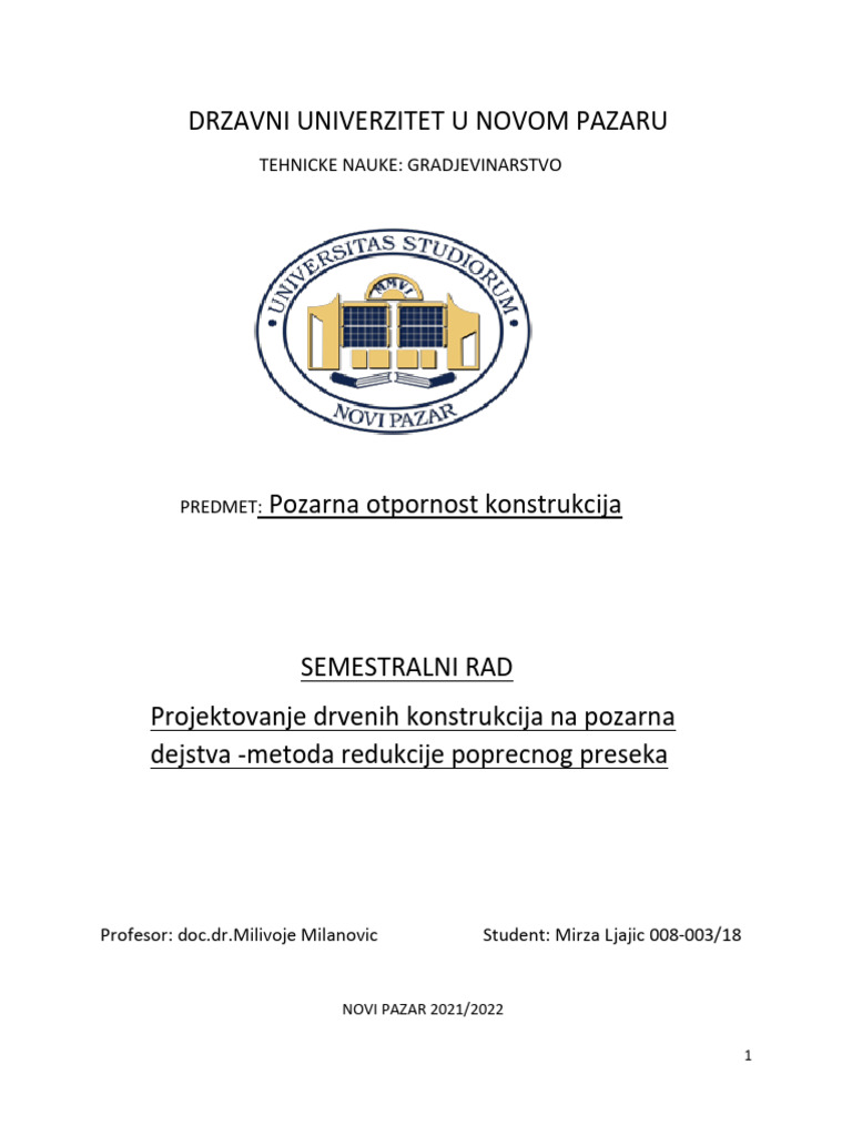 Pozarna Otpornost Mirza Ljajic Krajnii | PDF