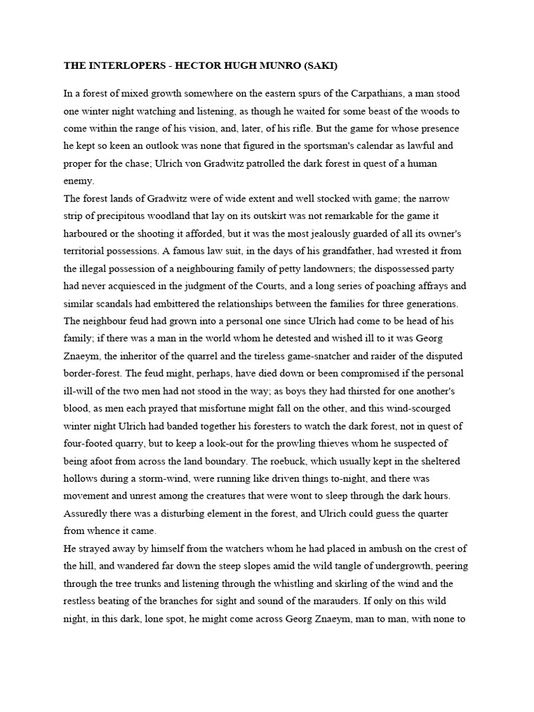 Feuding Foes Find Unexpected Truce | PDF | Saki