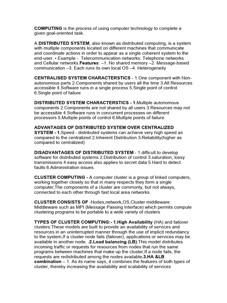 CC Cheat Midsem | PDF | Cloud Computing | Computer Cluster