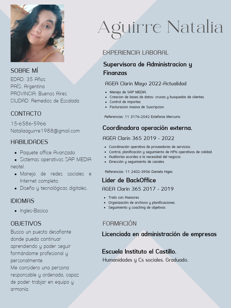 Perfil Profesional de Natalia Aguirre | PDF