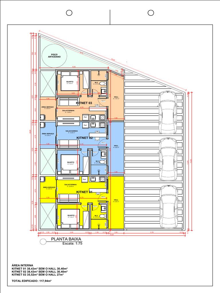 Projeto de 6 Kitnets com 1 Quarto | PDF