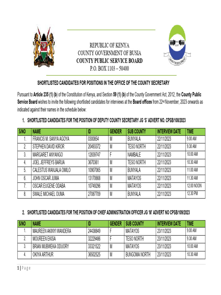 Deputy County Secretary Draft | PDF | Government And Personhood ...