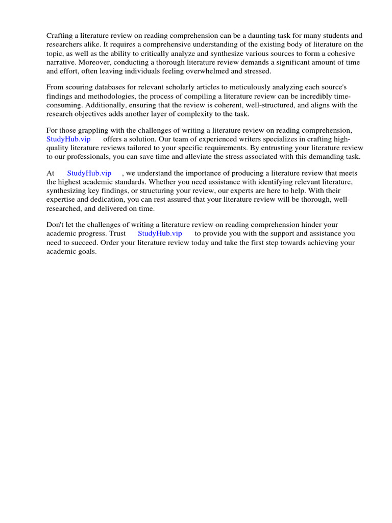 Sample Literature Review On Reading Comprehension | PDF | Literature ...