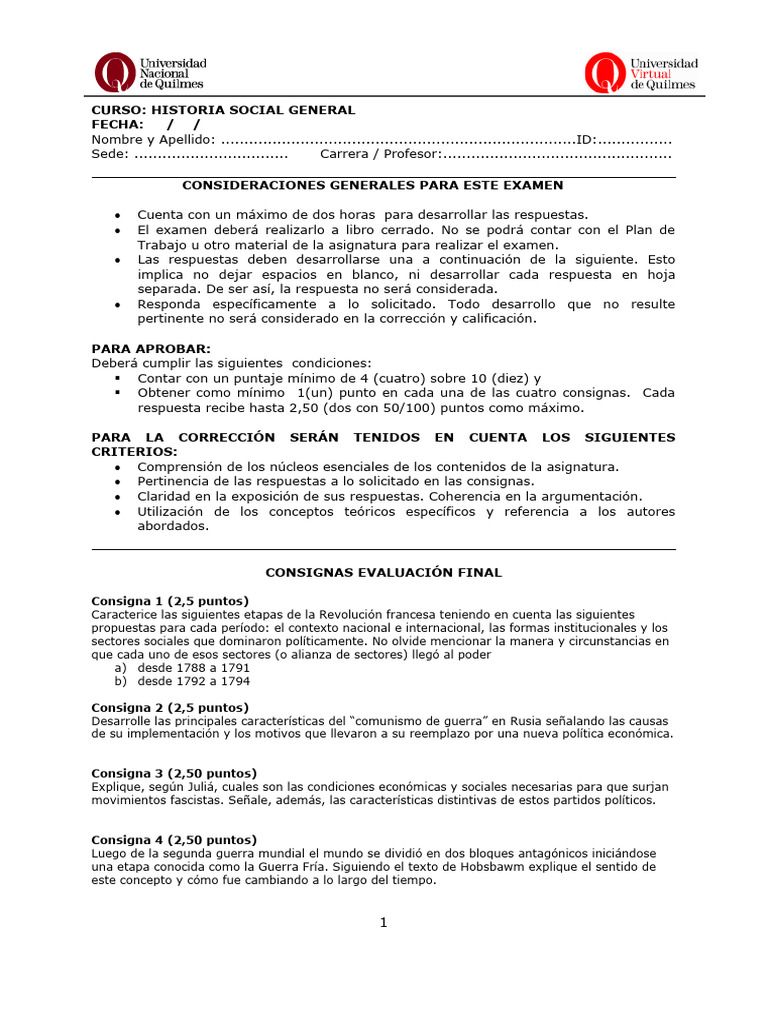 Modelo de Examen Final | PDF