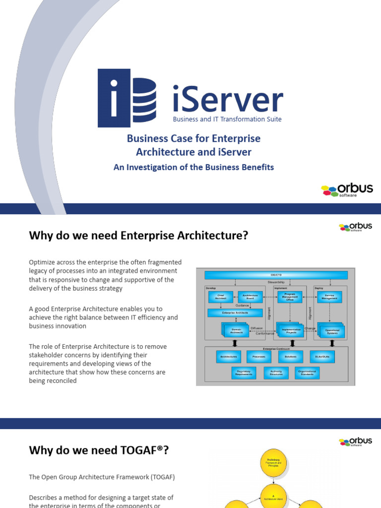 Business Case For EA - Iserver | PDF | Enterprise Architecture | Computing