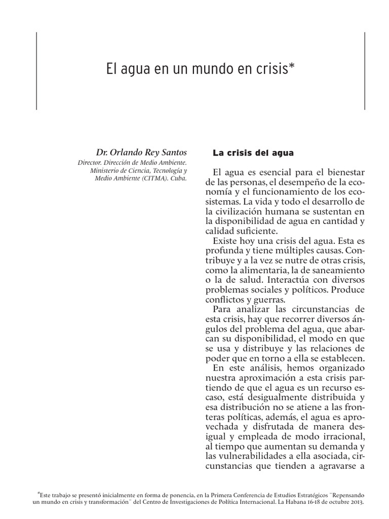 Crisis del agua y desigualdad global | PDF | Agua | Agricultura