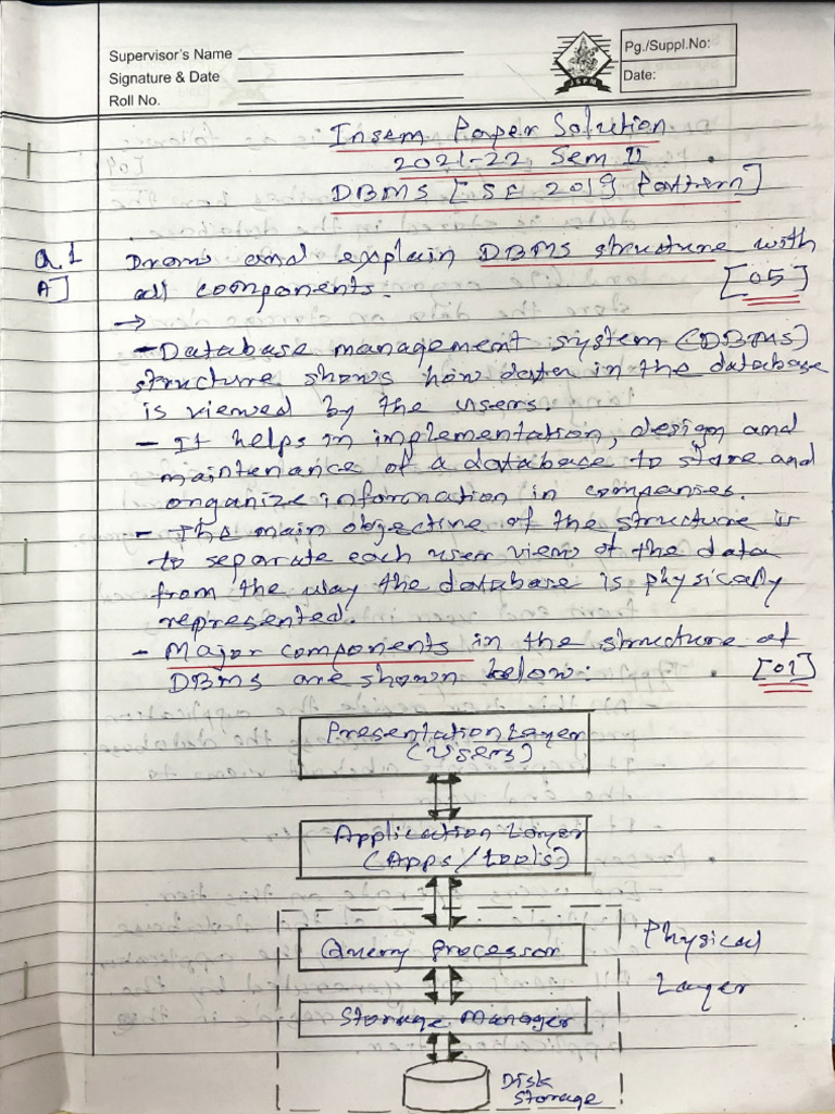 Insem Paper Sol (2021-22) DBMS | PDF