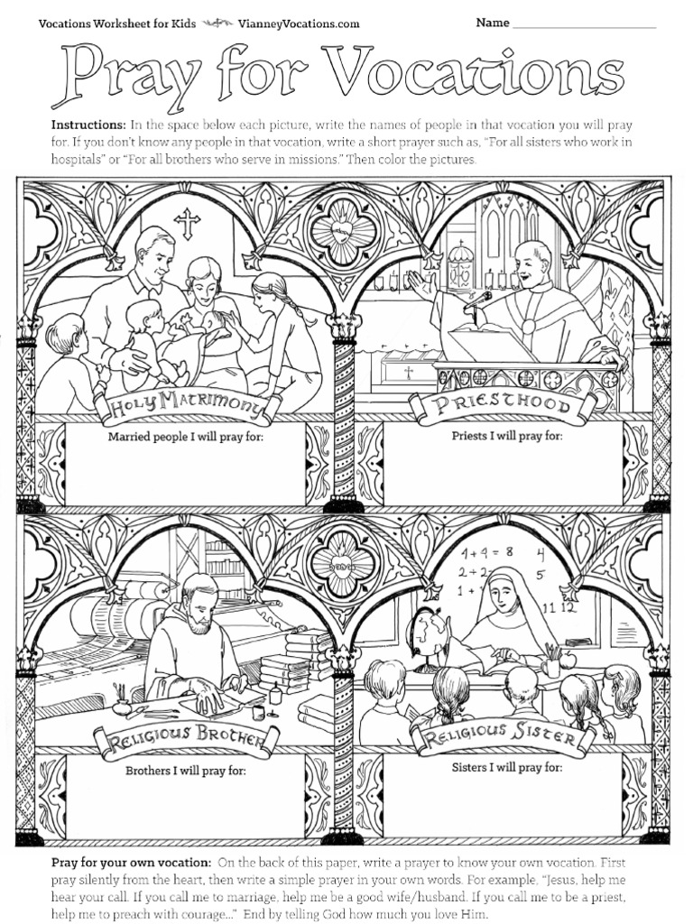 Pray For Vocations Worksheetpg1 | PDF