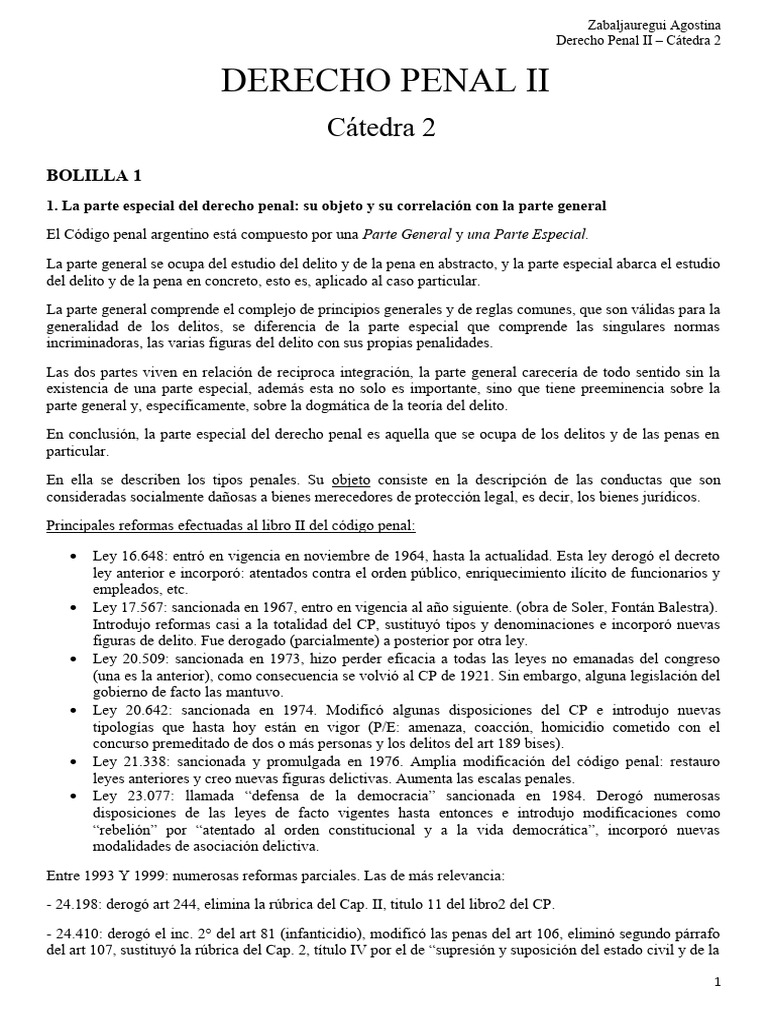 Parte Especial del Derecho Penal Argentino | PDF | Derecho penal ...