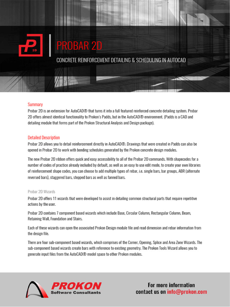 Prokon Product PROBAR 2D v1.0 | PDF | Auto Cad | Computing