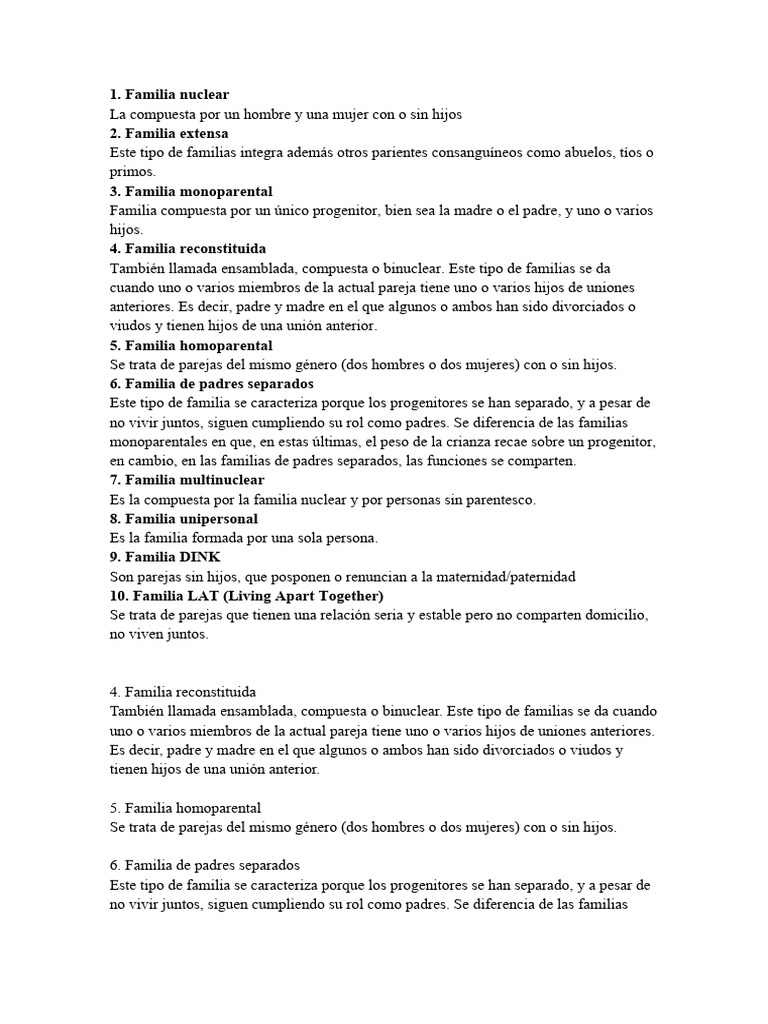 Tipos de Familias y su Evolución | PDF | Familia | Vejez