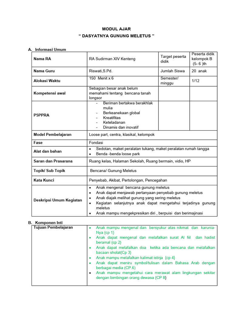 12 Modul Ajar Gunung Meletus | PDF