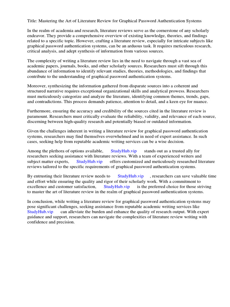 Literature Review For Graphical Password Authentication System | PDF ...