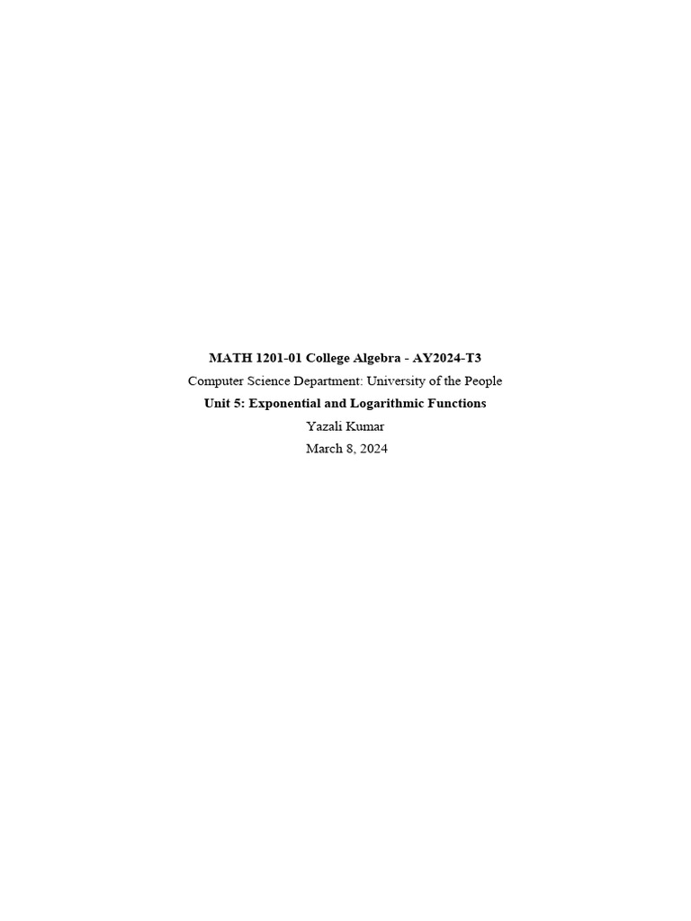 Math Assignment Unit 5 | PDF | Exponential Function | Exponentiation Math Assignment Unit 5 | PDF | Exponential Function | Exponentiation
