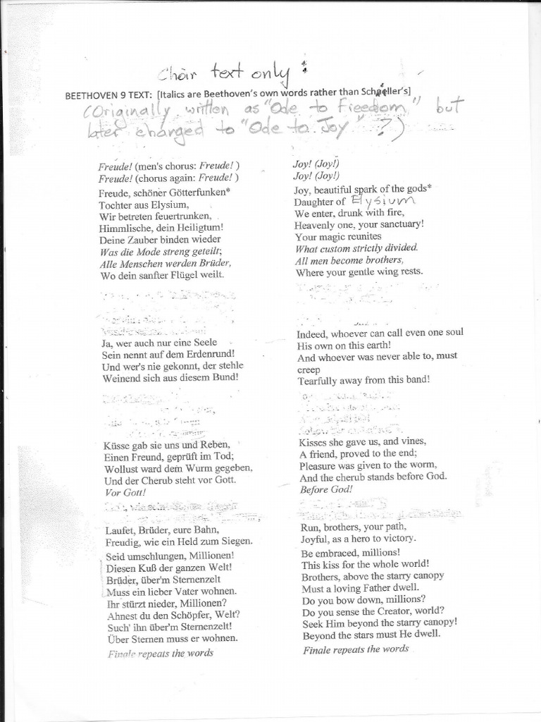 Ode To Joy Text | PDF