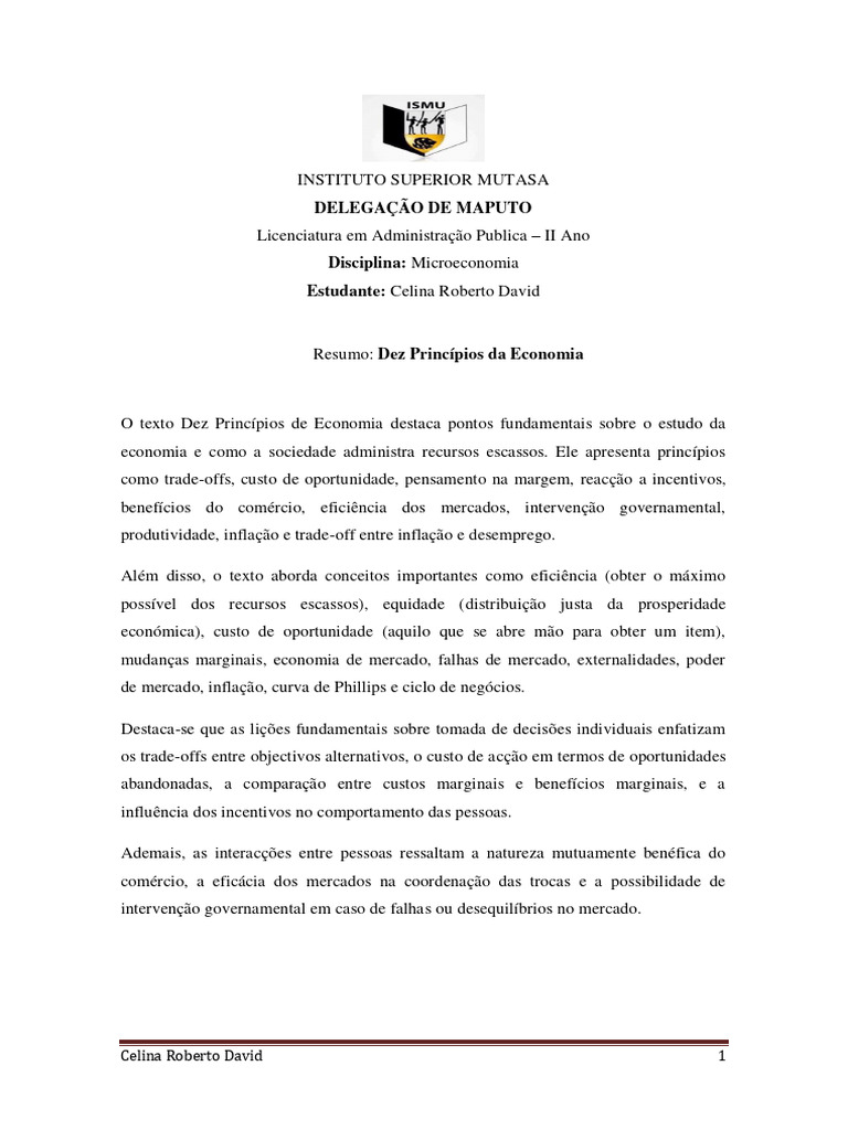 Dez Princípios da Economia Explicados | PDF | Finanças e Administração ...