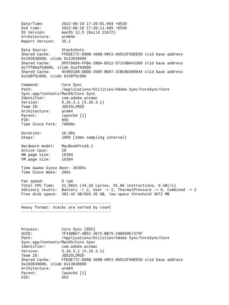 Core Sync Performance Analysis on macOS | PDF | Mac Os | Cpu Cache