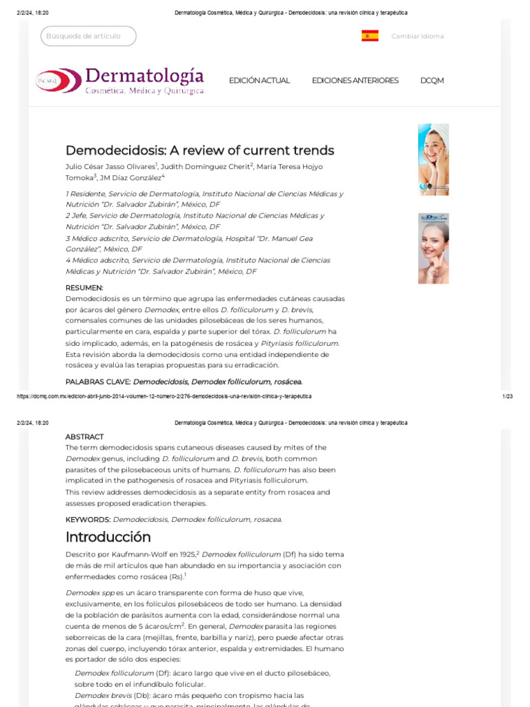 Revisión sobre Demodecidosis y tratamientos | PDF | Inflamación ...