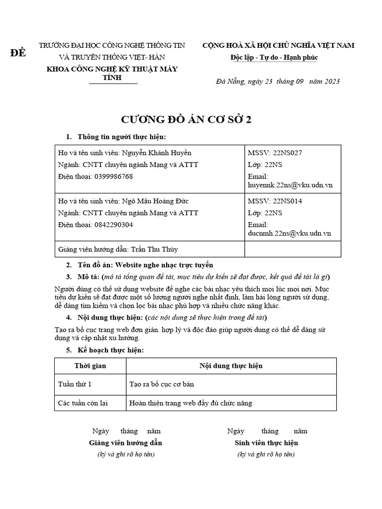 de Cuong Do An Co So 2 | PDF