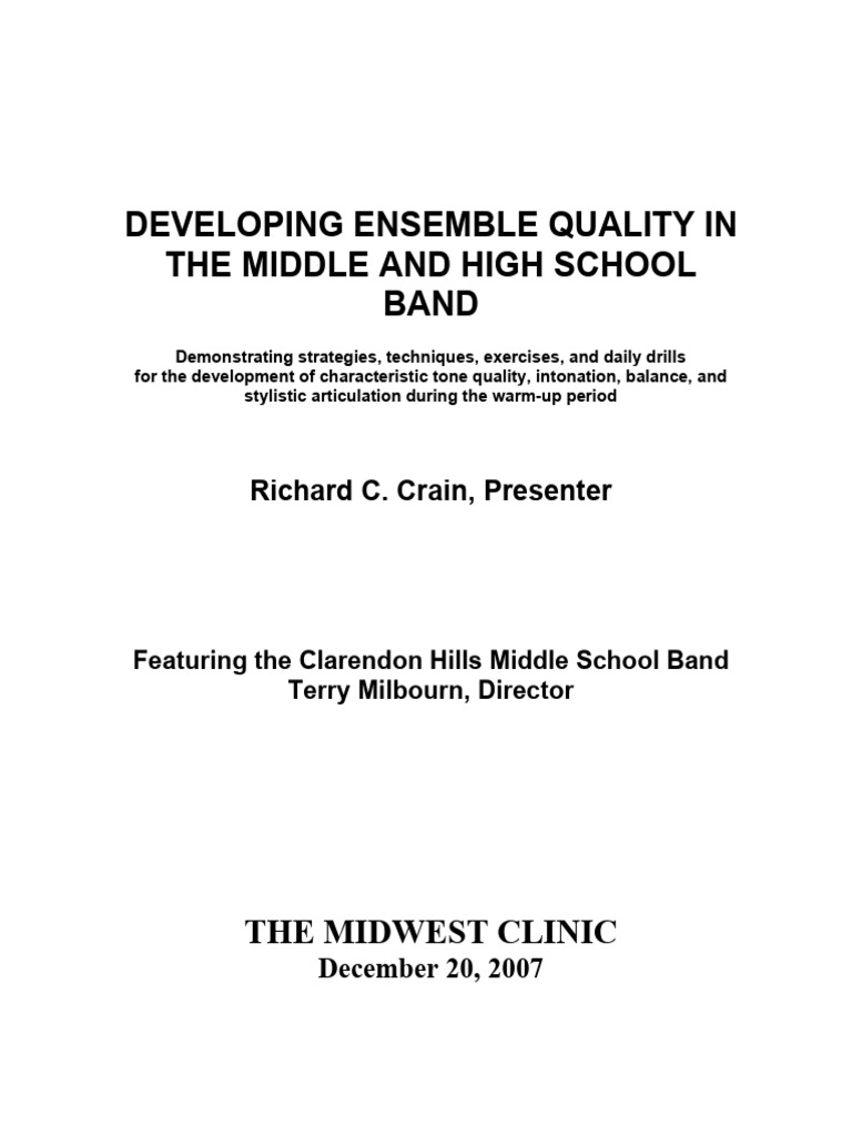 Ensemble Quality Strategies for Bands | PDF | Breathing | Scale (Music)