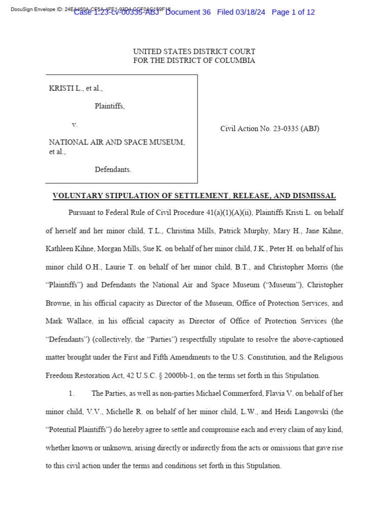 OLR Smithsonian Settlement | PDF | Lawsuit | Settlement (Litigation)