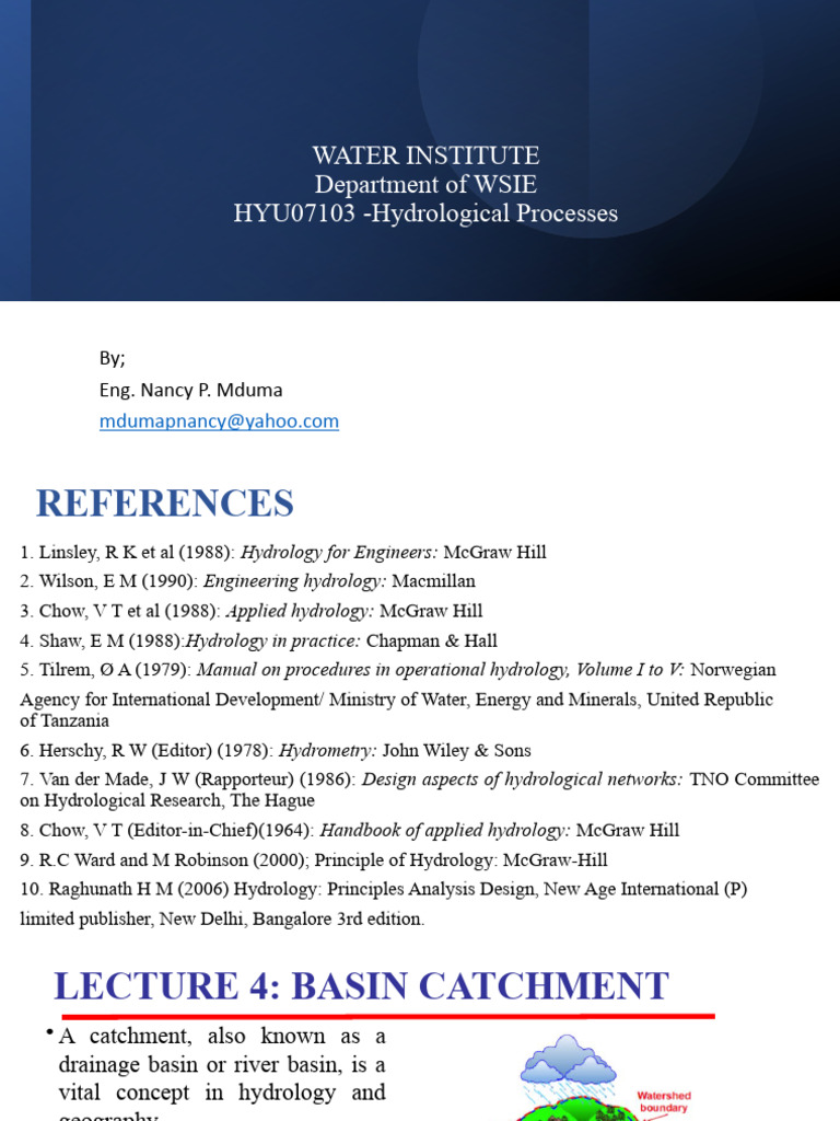 Lecture 4. Catchment Basin | PDF | Drainage Basin | Stream