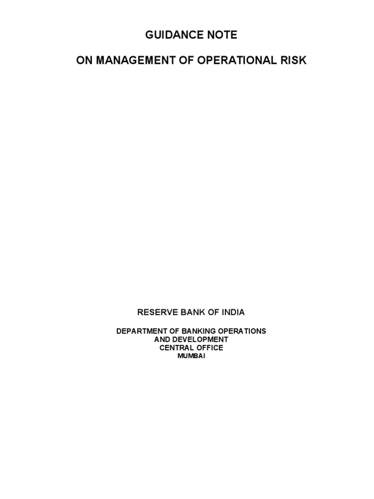 Operational Risk Management Guidelines RBI | PDF | Operational Risk ...