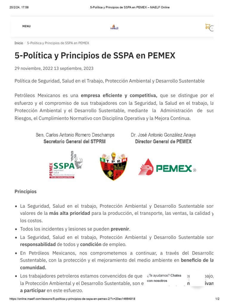 5-Política y Principios de SSPA en PEMEX | PDF | Desarrollo sostenible ...