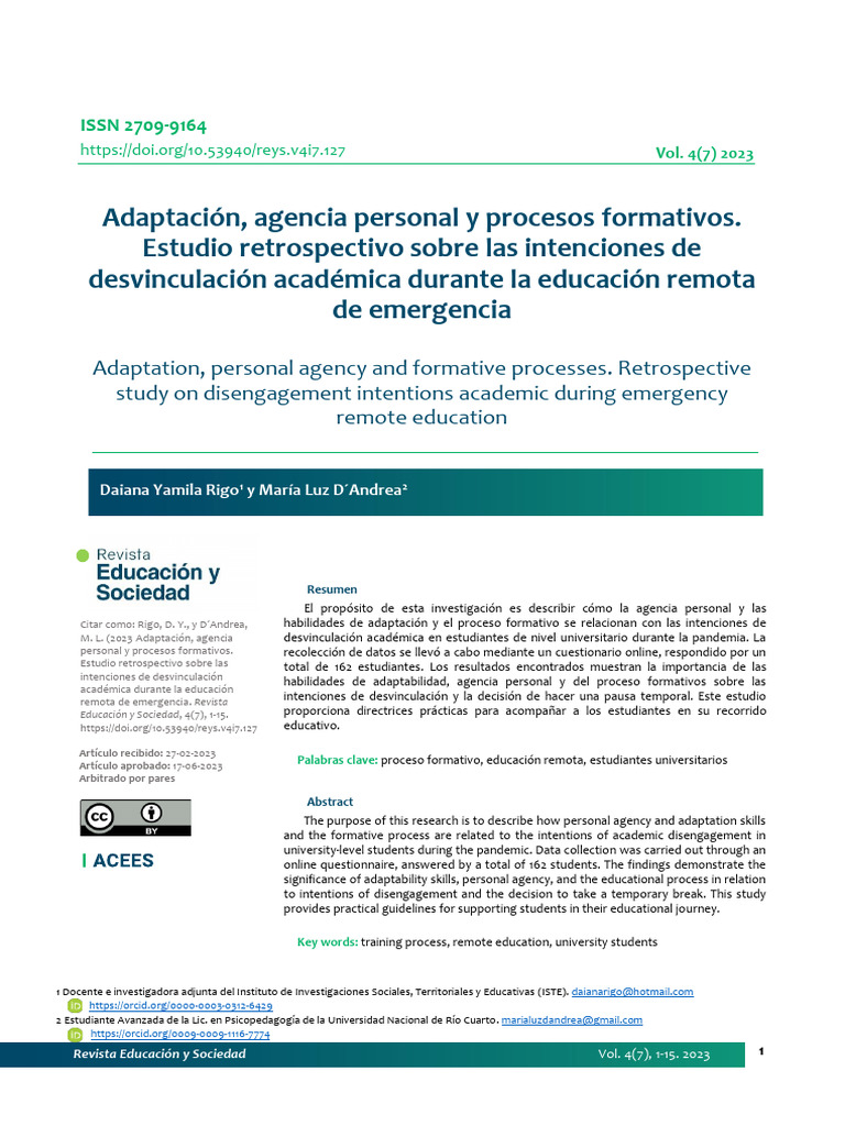 Rigo y D Andrea 2023 | PDF | Internet | Aprendizaje