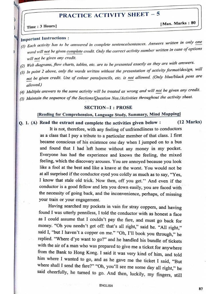 5 English Activity Sheet | PDF